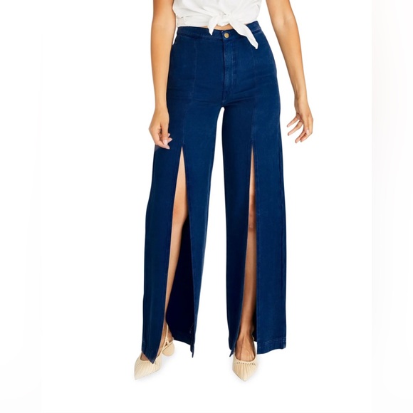 Etica | Jeans | Etica Devon Wide Leg Jeans With Splits In Navy Twill ...
